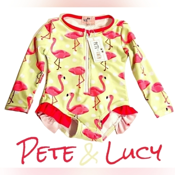 pete & lucy | Swim | Pete Lucy Flamingo Swimsuit New With Tags Two ...